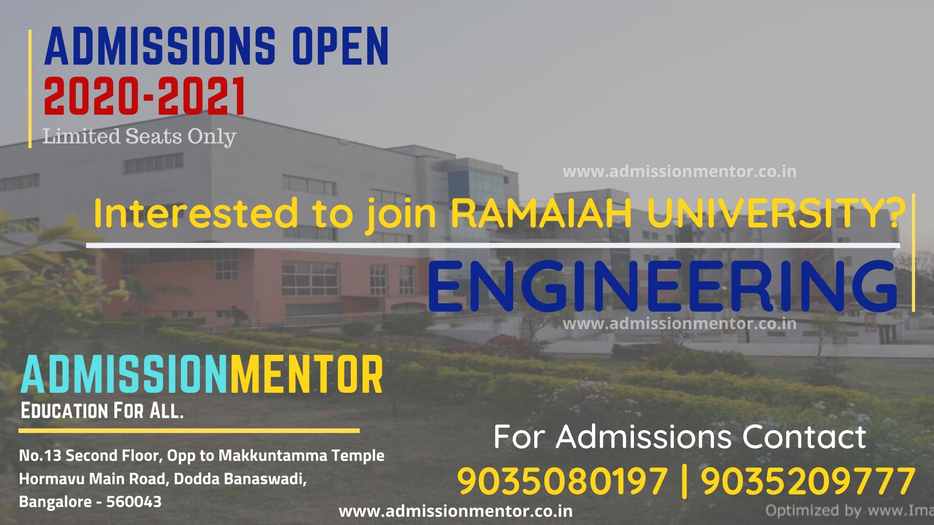 DIRECT ADMISSIONS IN RAMAIAH UNIVERSITY | RAMAIAH UNIVERSITY FEES STRUCTURE